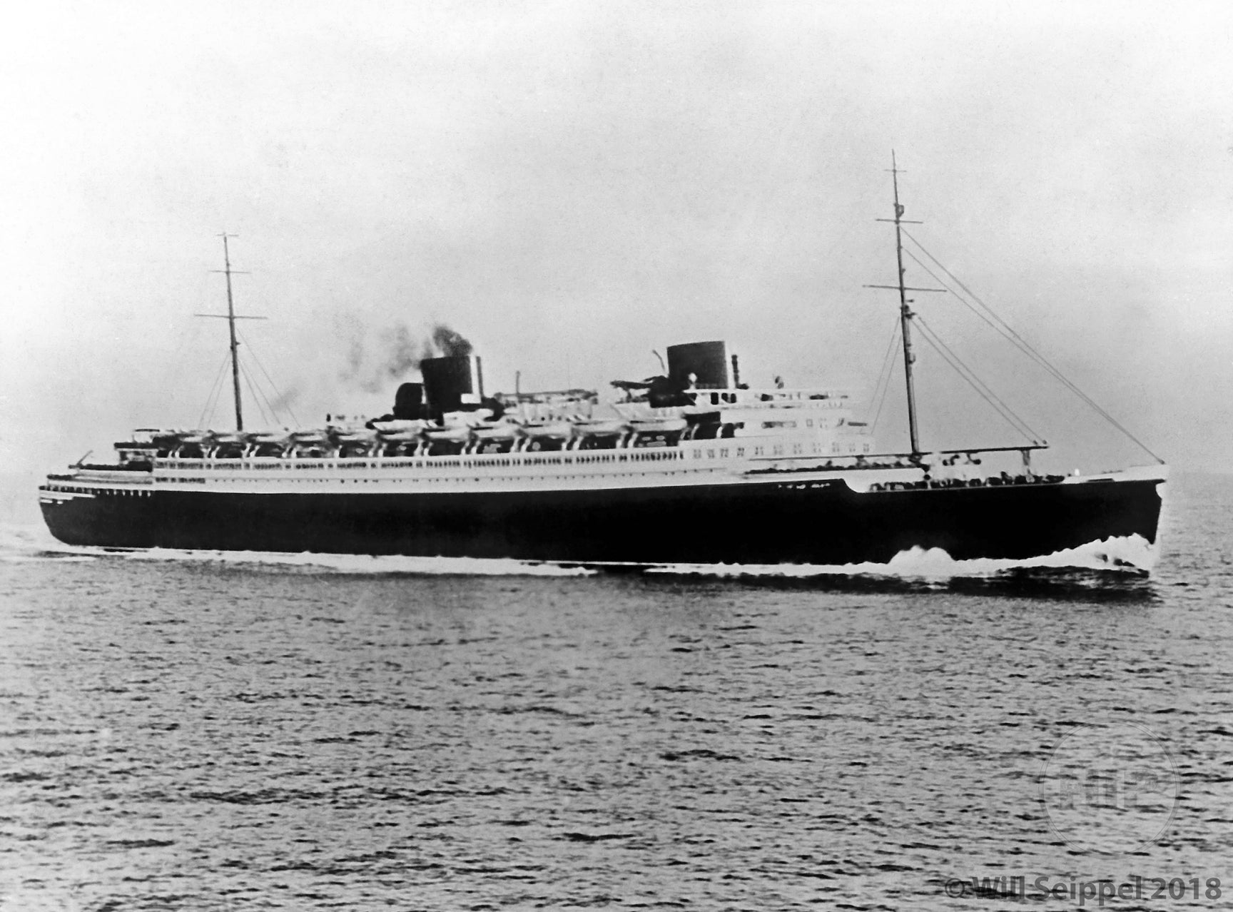 Passenger Liner SS Bremen Quickly Plowing Through Ocean at Full Speed ...