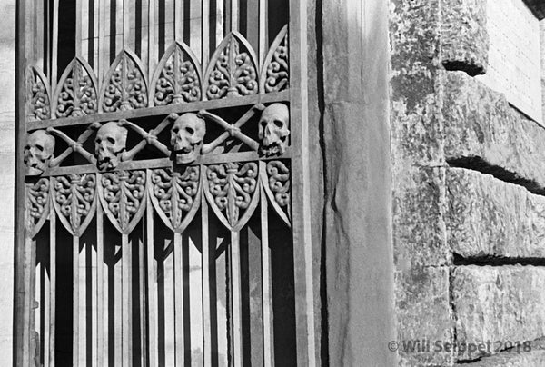 Intricate Skull and Crossbones Iron Gate Design in WWII Italy 1940s ...